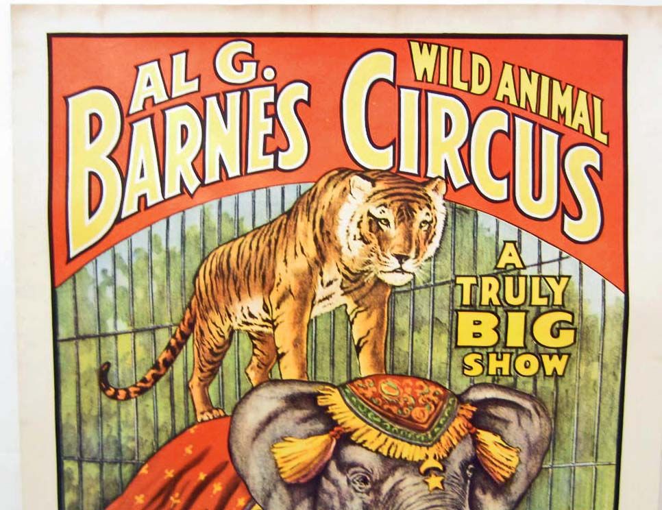 1960 CIRCUS POSTER - AL G BARNES WILD ANIMALS