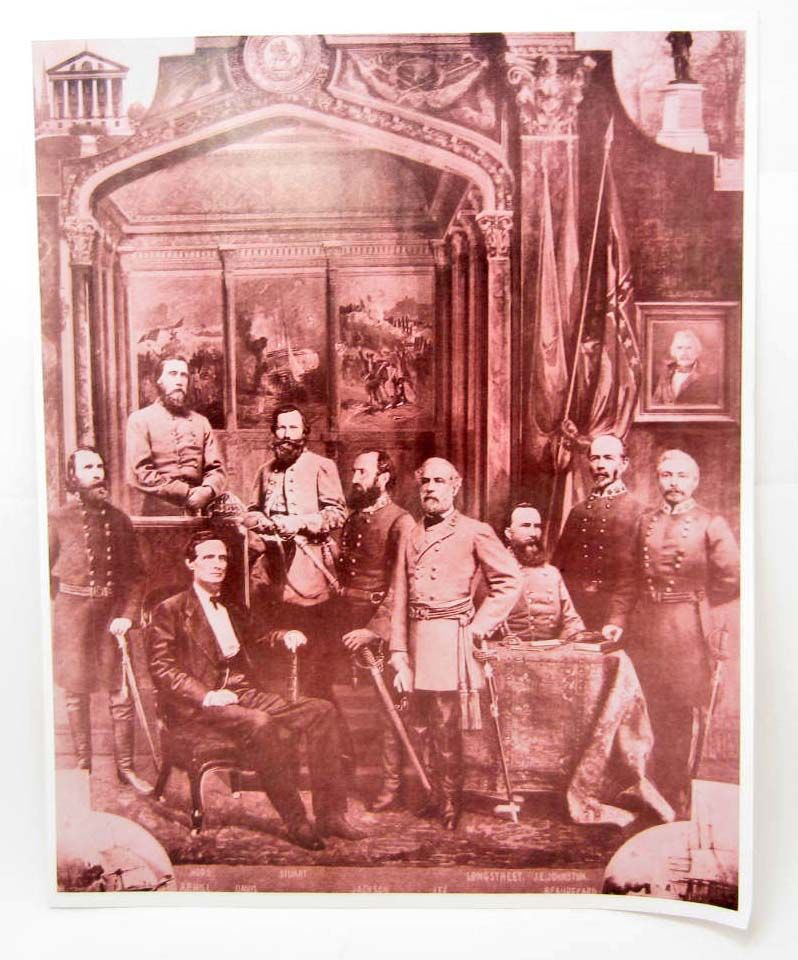 CIVIL WAR CONFEDERATE GENERALS MODERN PRINT - 10" X 16"