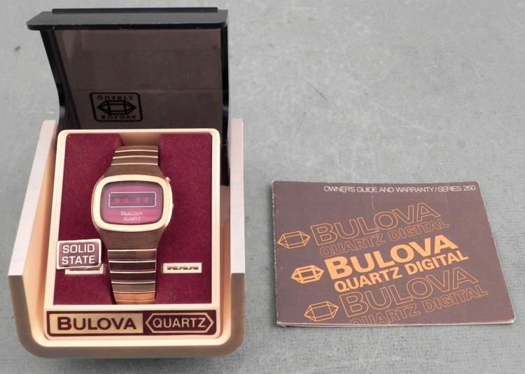 Bulova LED 260 Vintage Quartz Mens Watch in Box -1976