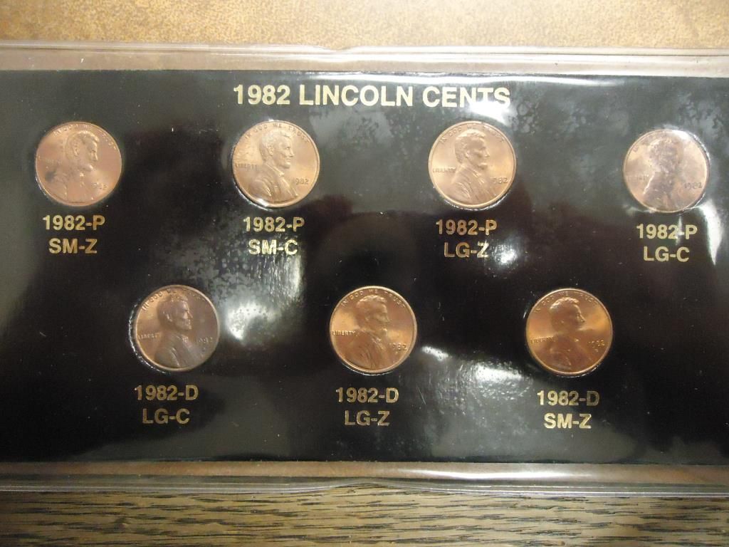 1982-7 VARIETIES LINCOLN CENT SET (UNC)
