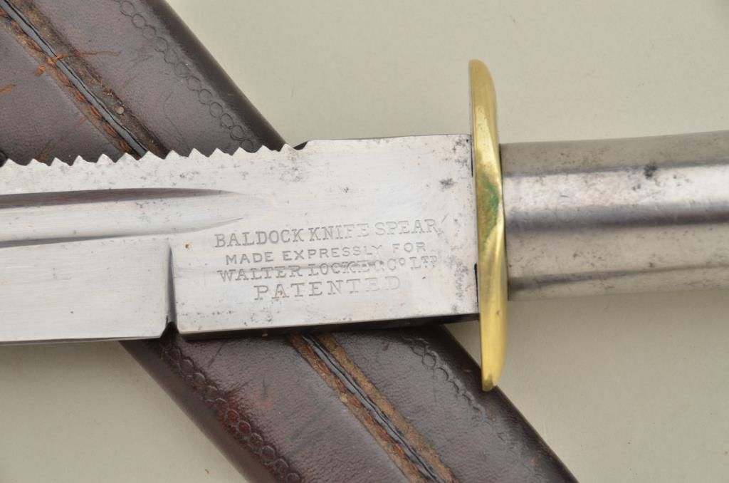 Baldock Knife Spear with leather sheath approx. 14” overall with a 9 ...