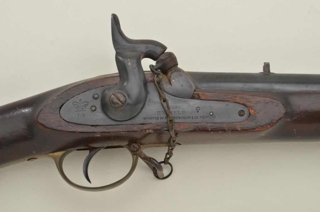 Enfield percussion musket, lockplate dated 1859, bored smooth to .75 ...