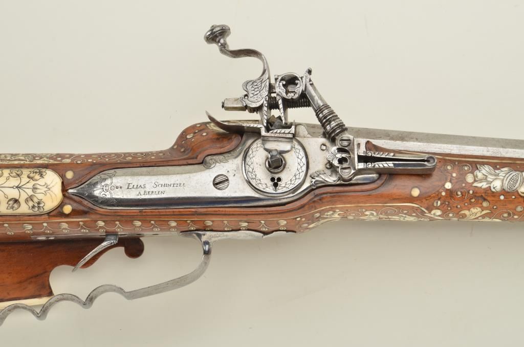 Ornate German Wheelock rifle circa about 1620 to 1660 signed Elias ...