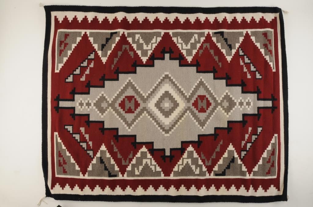 Navajo crystal pattern rug with Ganado red coloration remaining in near ...