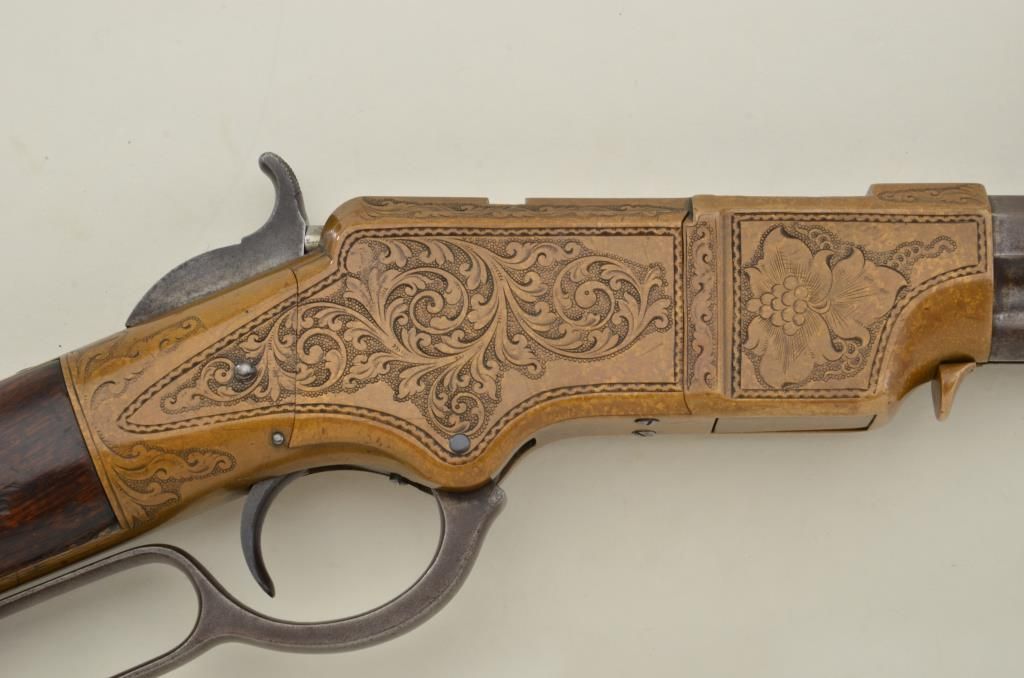 Henry Model 1866 lever action rifle in .44 rim-fire caliber showing ...