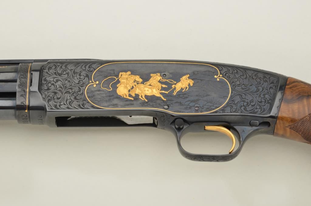 High art engraved and elaborate gold inlaid custom model 42 Winchester ...