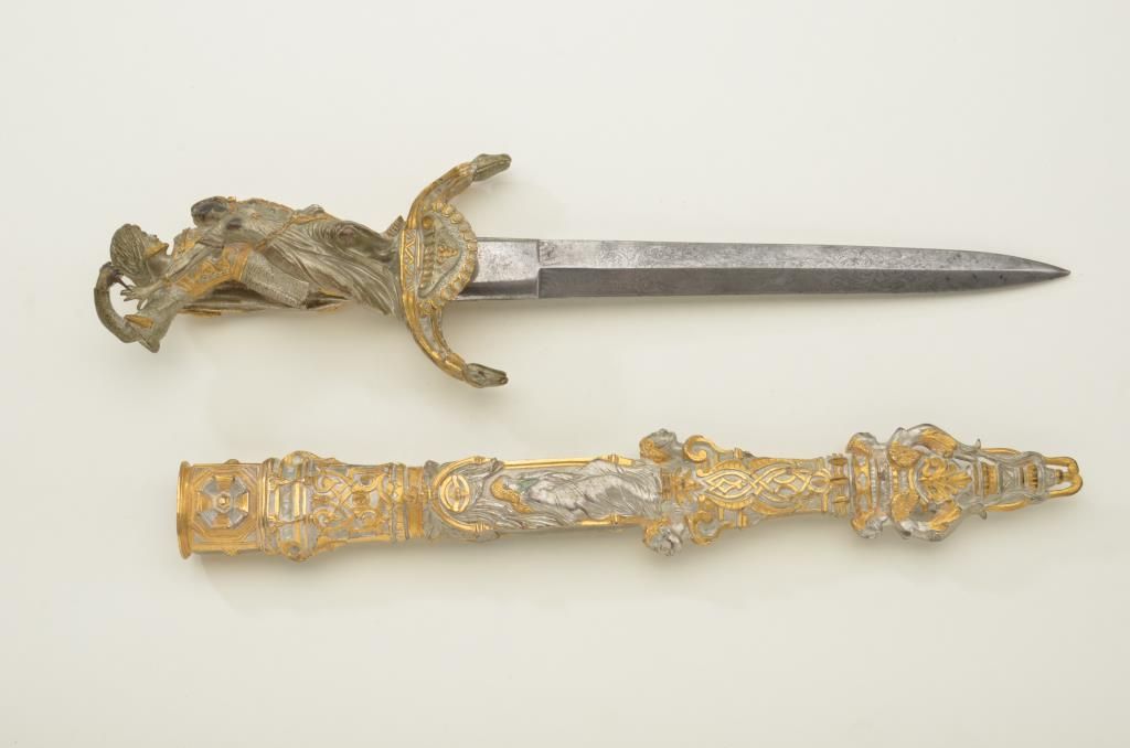 Exhibition quality Sheffield dagger with cast scabbard and grip showing ...