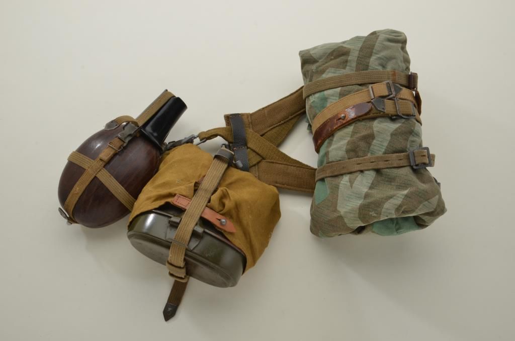 German nazi era tropical backpack and rig including canteen, mess kit ...