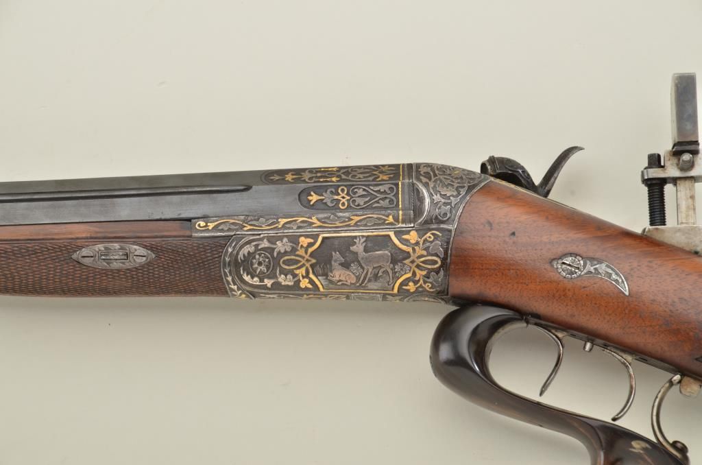 Ornate single shot rifle signed Joseph Siegel in Salzburg showing fine ...