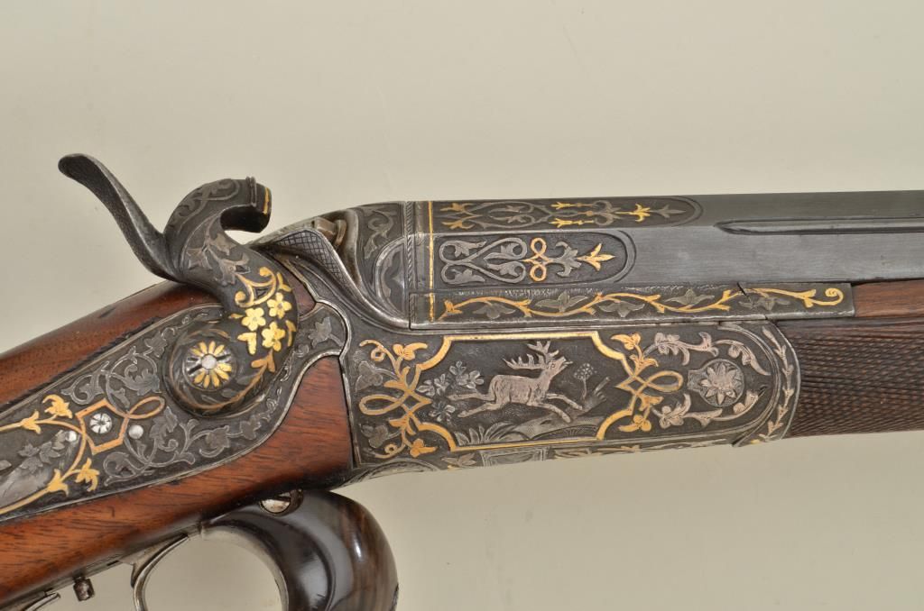 Ornate single shot rifle signed Joseph Siegel in Salzburg showing fine ...
