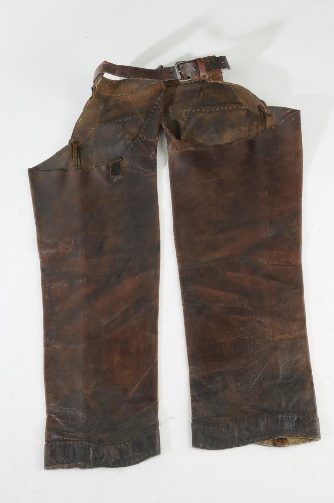 Pair of shotgun chaps marked Caywood Company, Canyon City, Colorado ...
