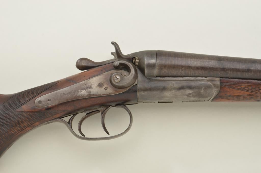 T. Barker double barrel exposed hammer shotgun, 12gauge, 30 ¼” barrels ...