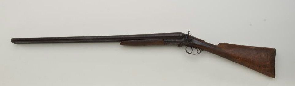 Barker 12 gauge double barrel exposed hammer shotgun of the type sold ...