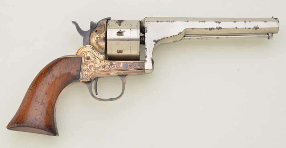 Moore 7-shot revolver, .32 cal., 5” octagon barrel, nickel finish to ...