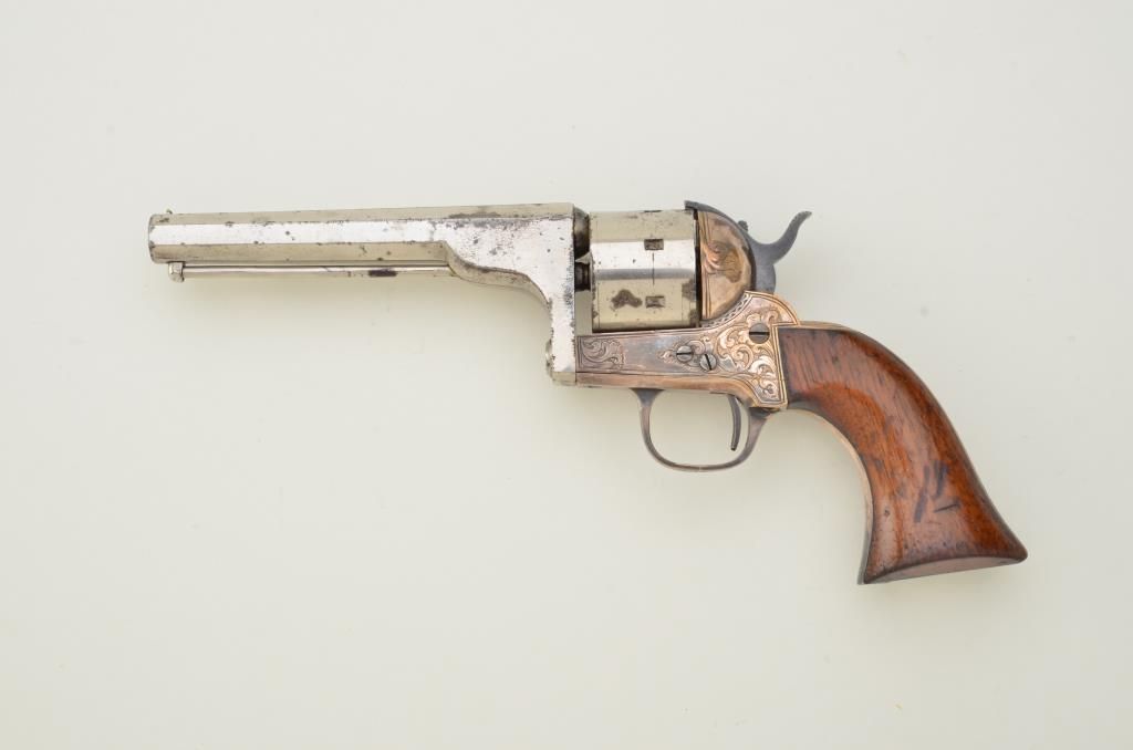 Moore 7-shot revolver, .32 cal., 5” octagon barrel, nickel finish to ...