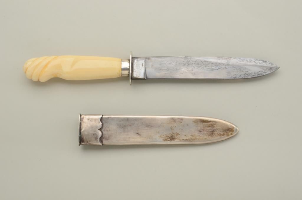 A nicely accomplished copy of a Michael Price knife and metal sheath ...