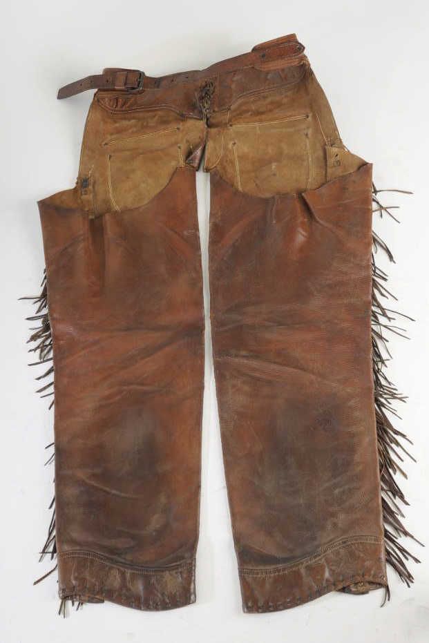 Step in Western-style shotgun chaps circa about 1900 showing good ...