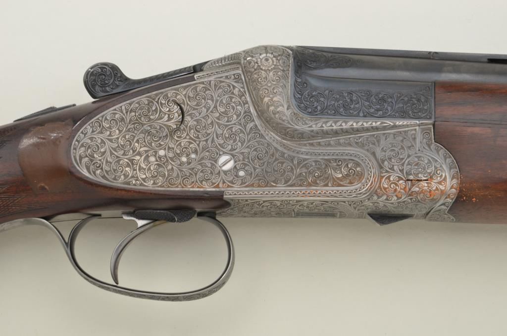 Special order Merkel model 303E arabesque, 12 gauge over under shotgun ...