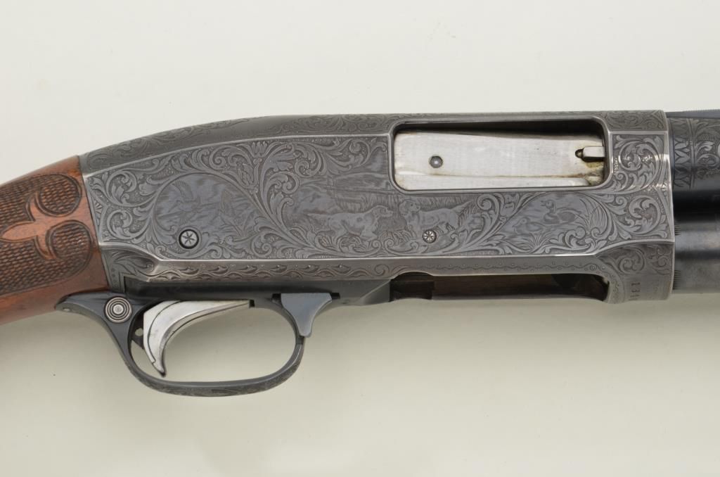 Remington Model 31-F factory engraved 12 gauge pump action shotgun with ...
