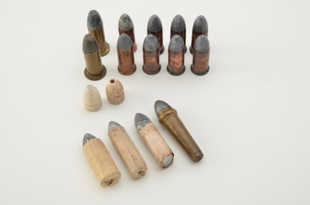 Collector lot of antique cartridges/bullets including 6 brass unmarked ...