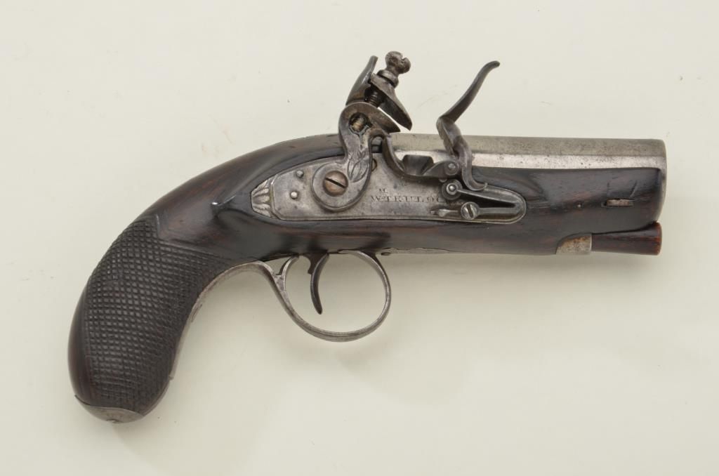 Small and high-quality flintlock pocket pistol signed “W. Trulock ...