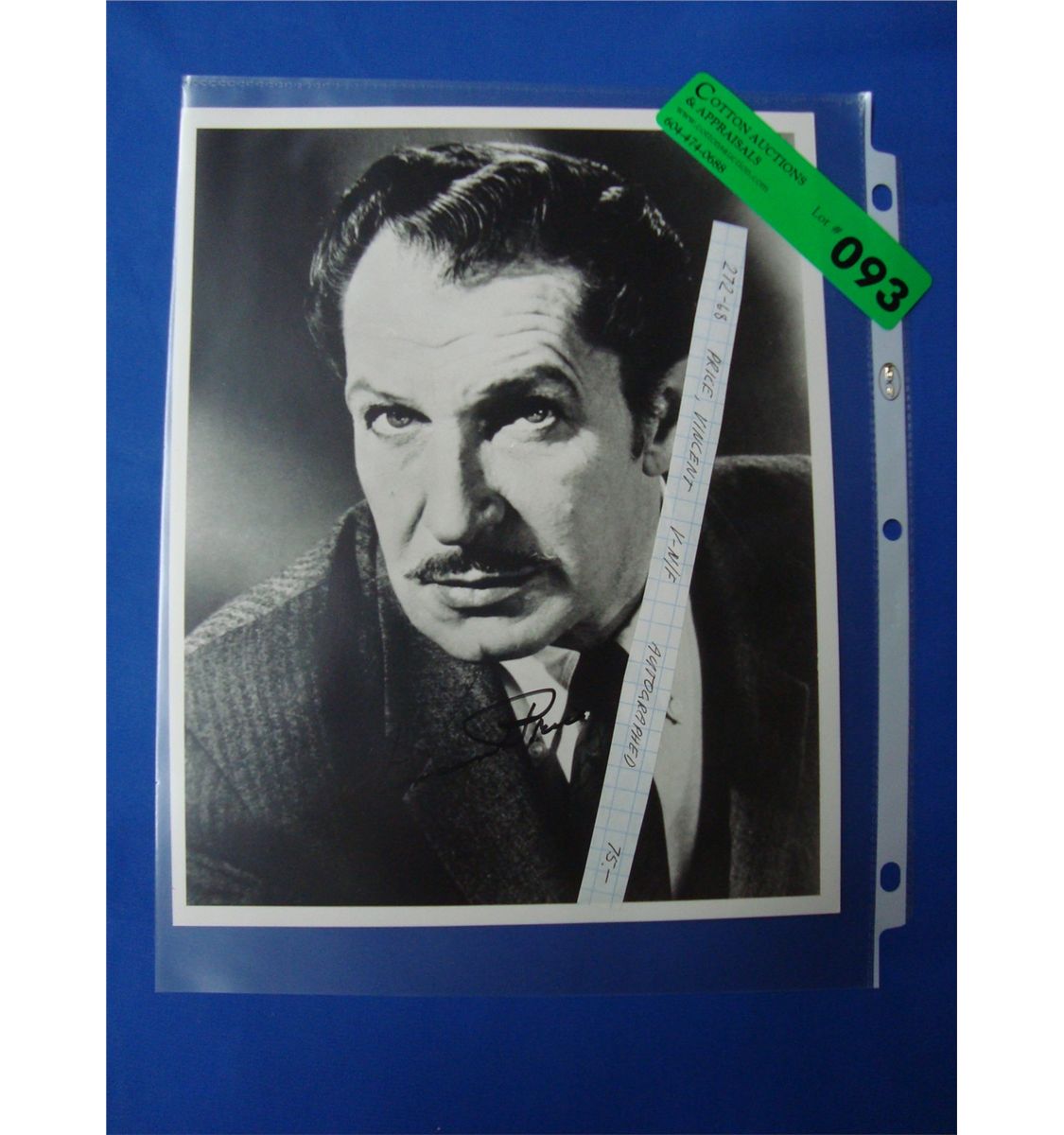 Vincent Price Autograph