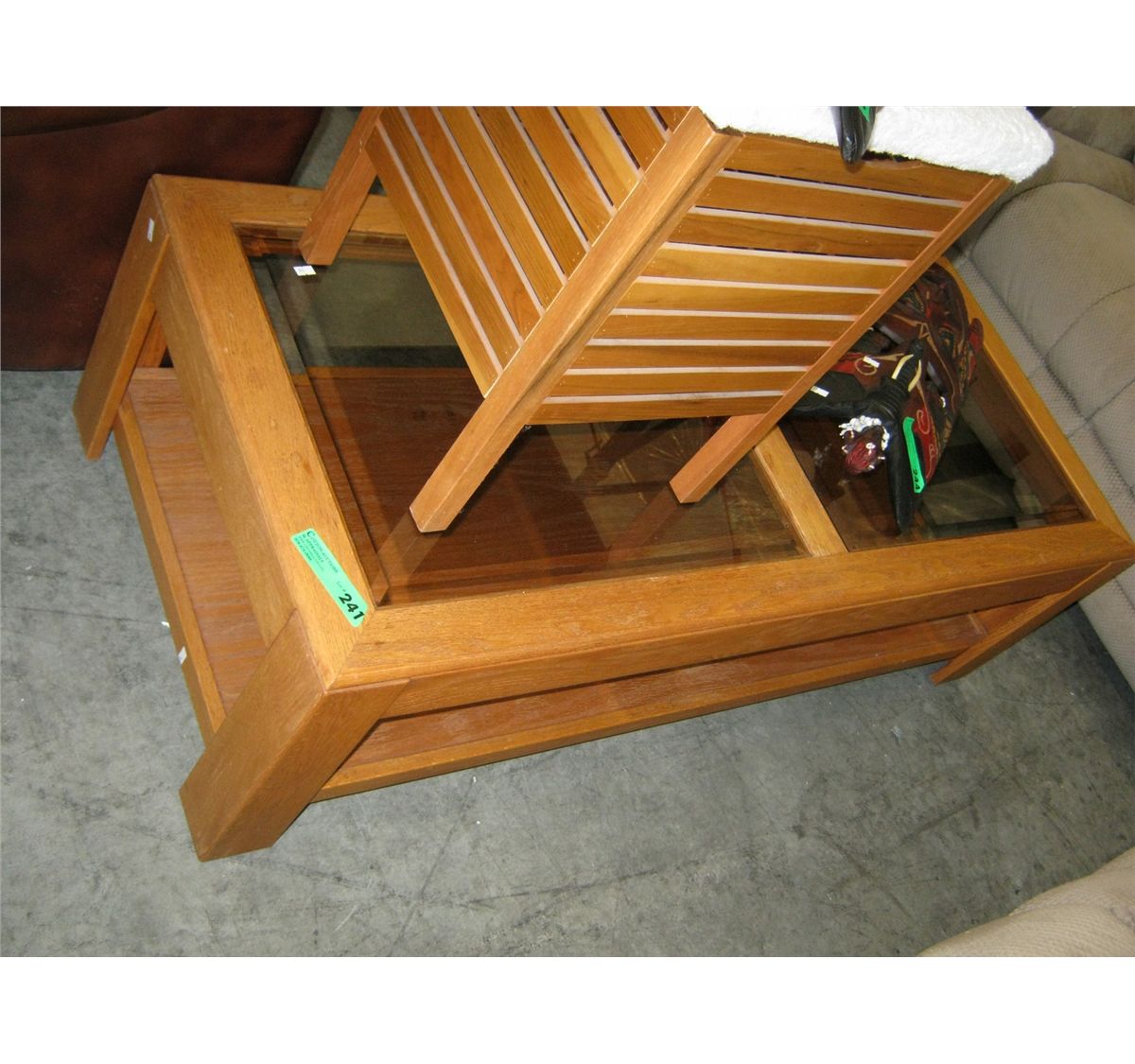 Oak coffee table with glass inserts