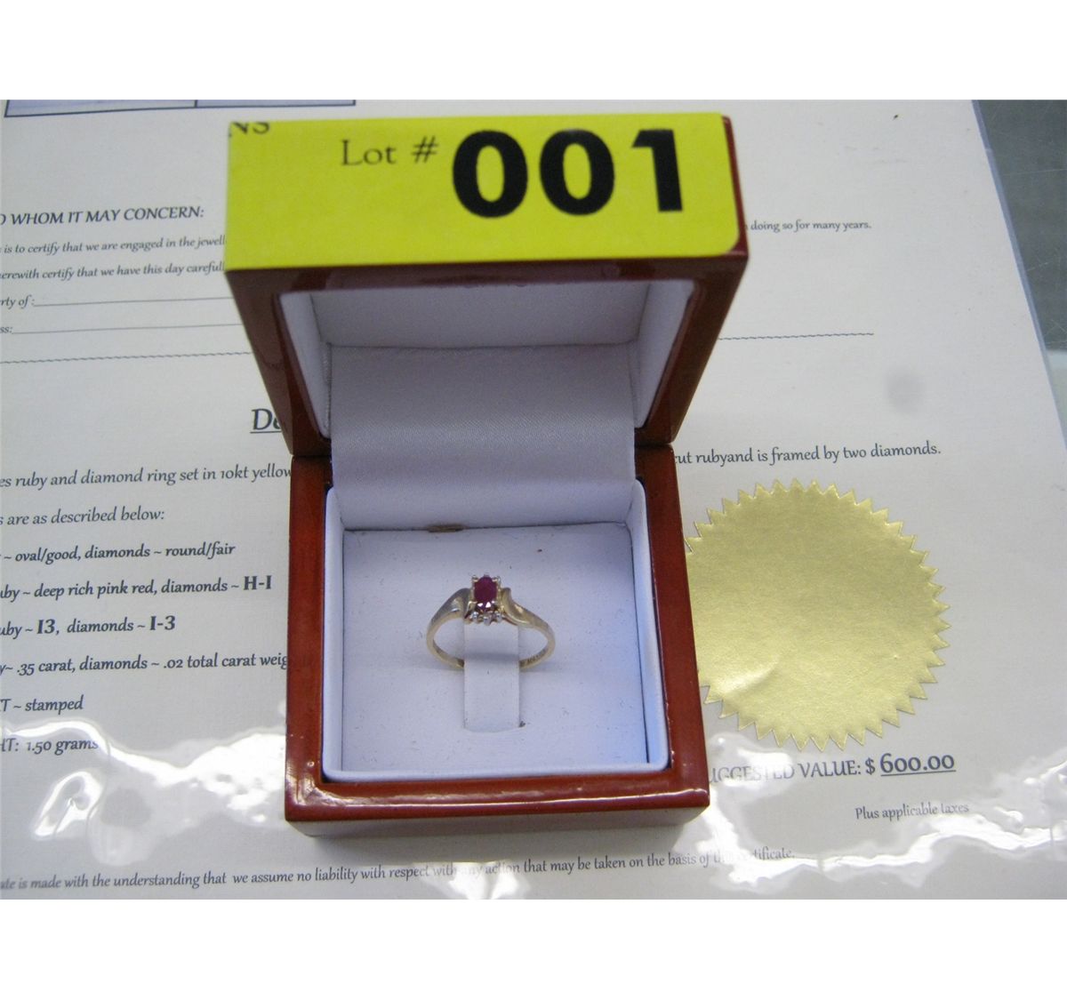 10 kt gold ruby & diamond ring