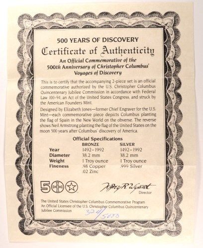 500 Years of Discovery Christopher Columbus 2 Coin Set
