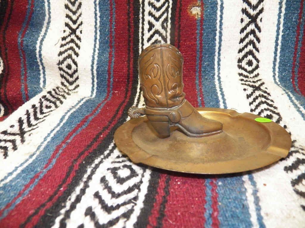 Antique Copper Cowboy /Boot Ashtray