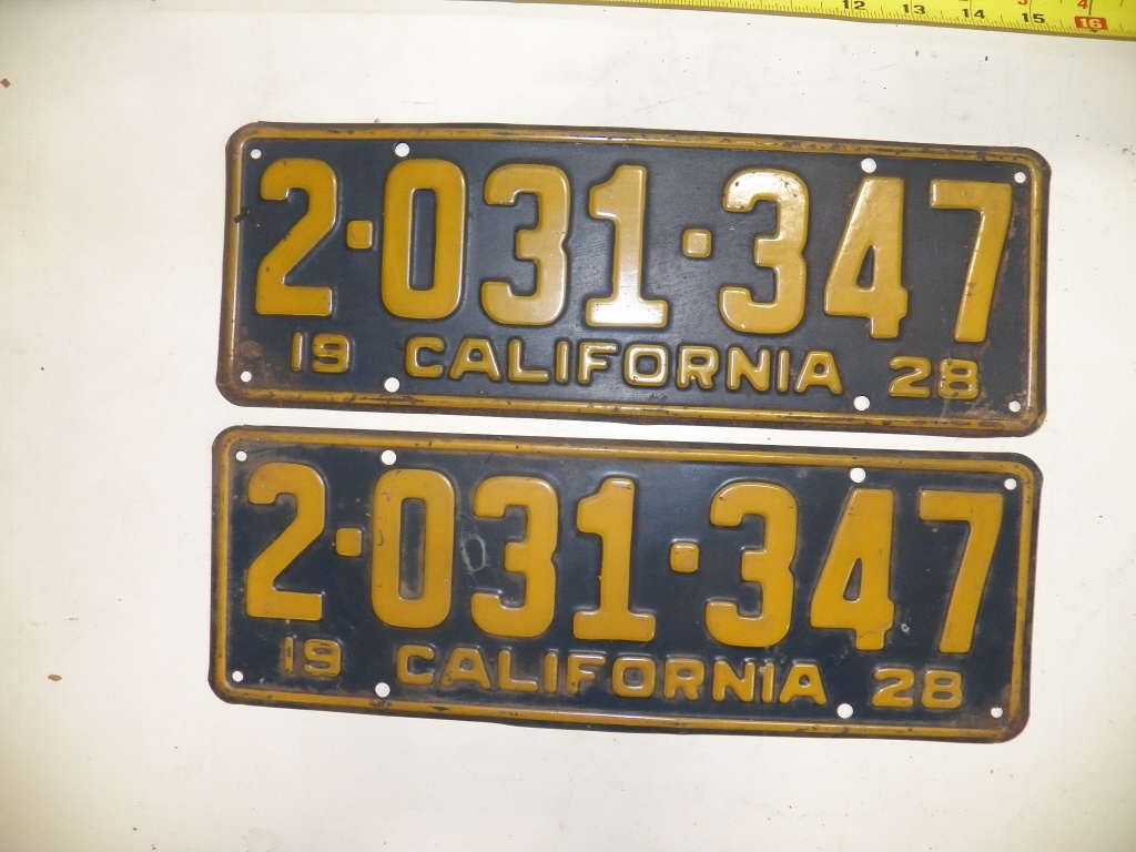 Pair 1928 California License Plates