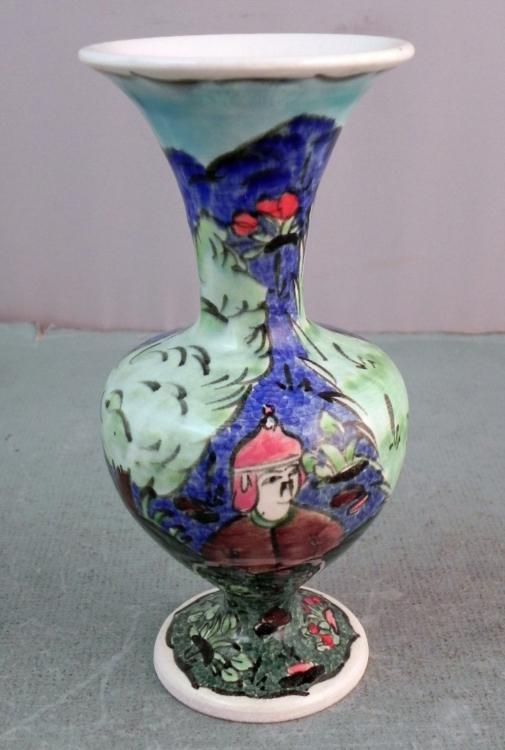 Original Hand Made Painted Turkish Pottery Vase Signed