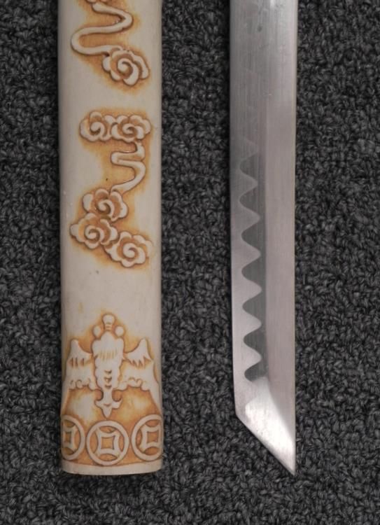 JAPANESE KATANA SAMURAI SWORD-27" BLADE-BONE/IVORY