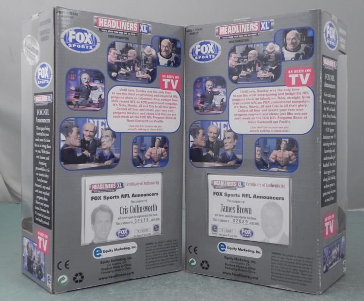 2 Bobbleheads NFL Fox James Brown, Cris Collinsworth