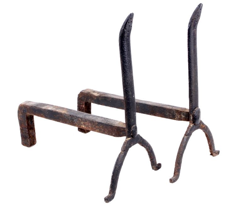 Antique Hand Forged Andirons