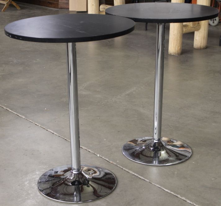 Chrome & Black Round Pub Tables