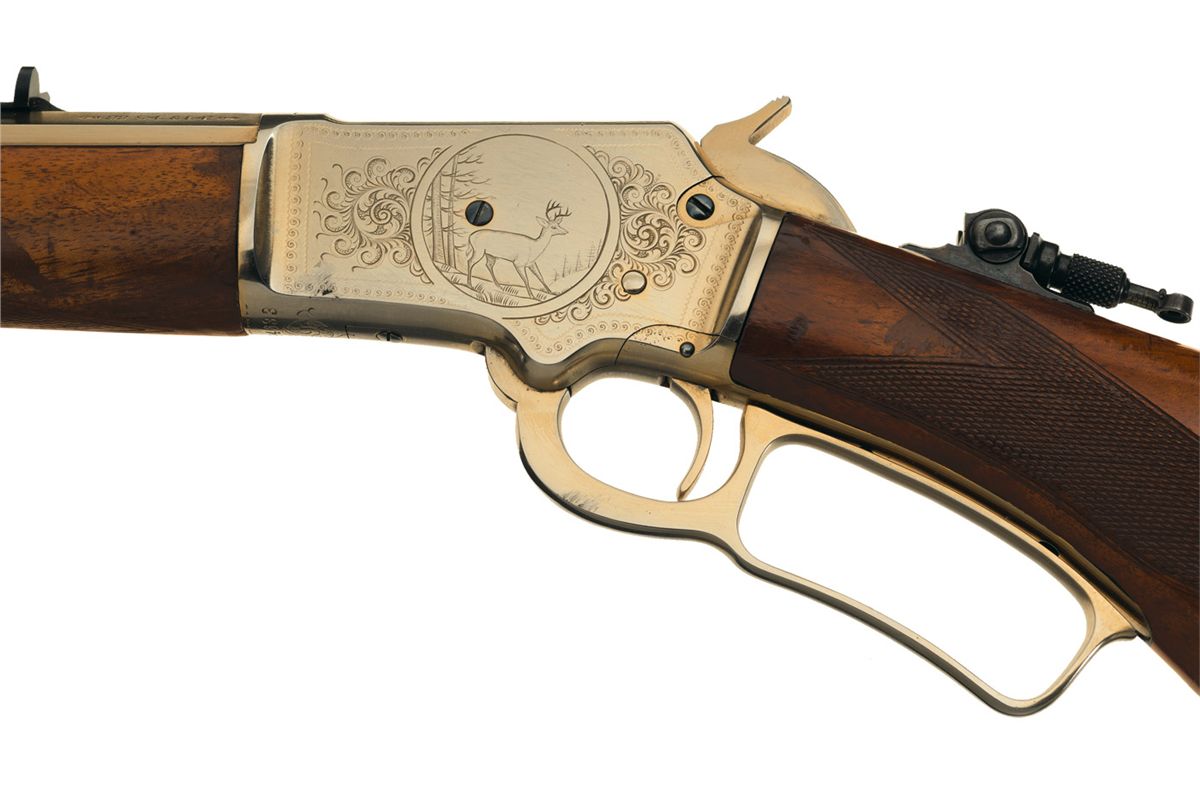 Factory Engraved Gold Washed Deluxe Marlin Model 1897 Lever Action Rifle