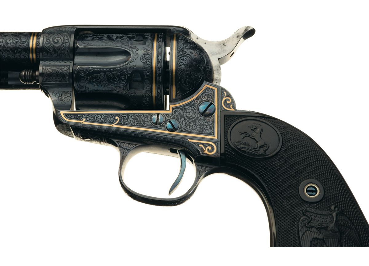 Masterfully Engraved and Gold Inlaid Black Powder Colt Single Action ...