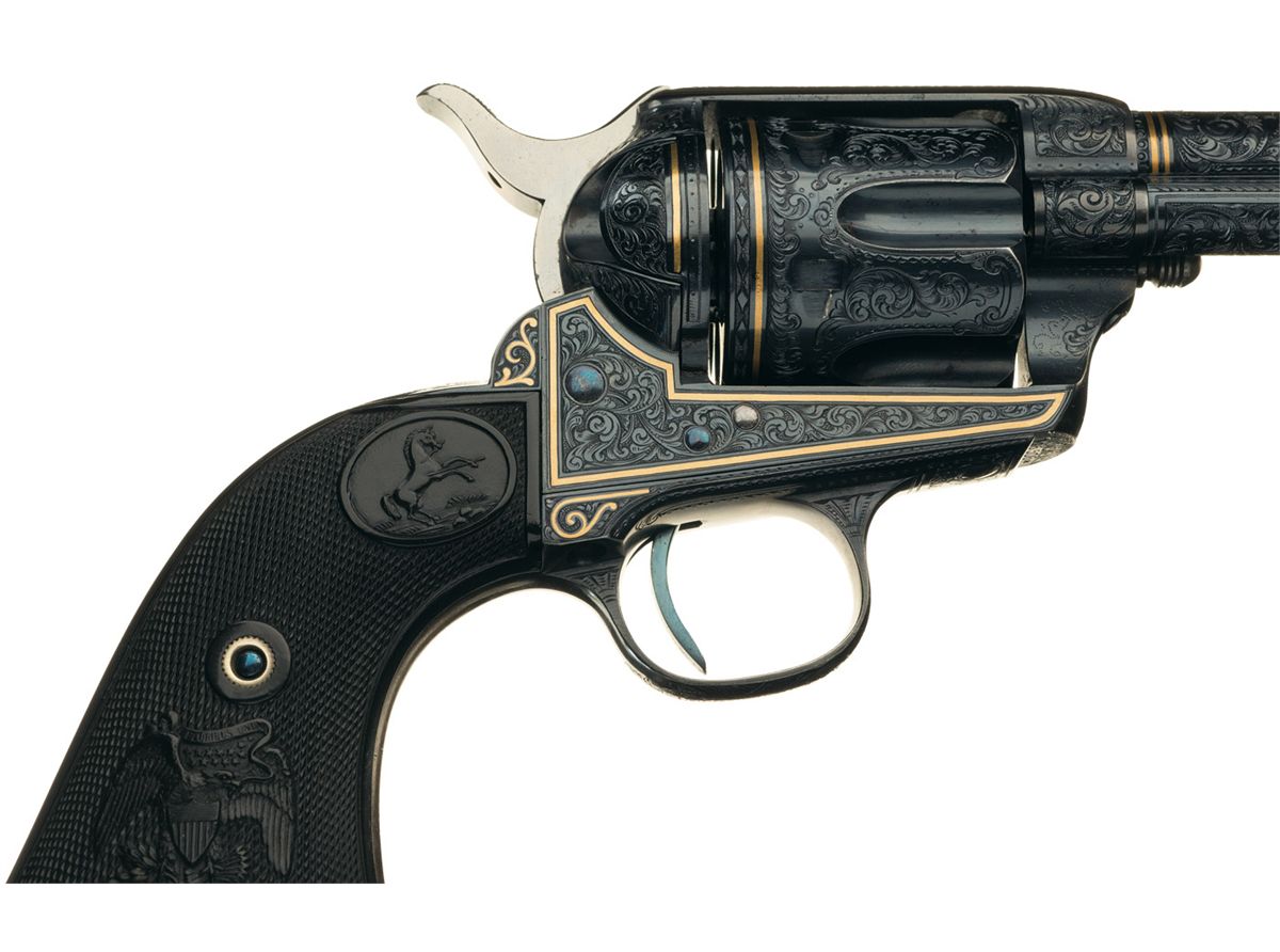 Masterfully Engraved and Gold Inlaid Black Powder Colt Single Action ...