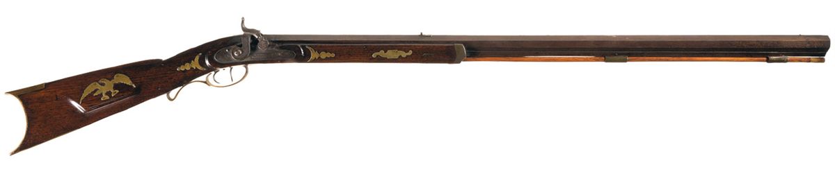 H. Elwell Half Stock Percussion Rifle with Patriotic Stock Decoration