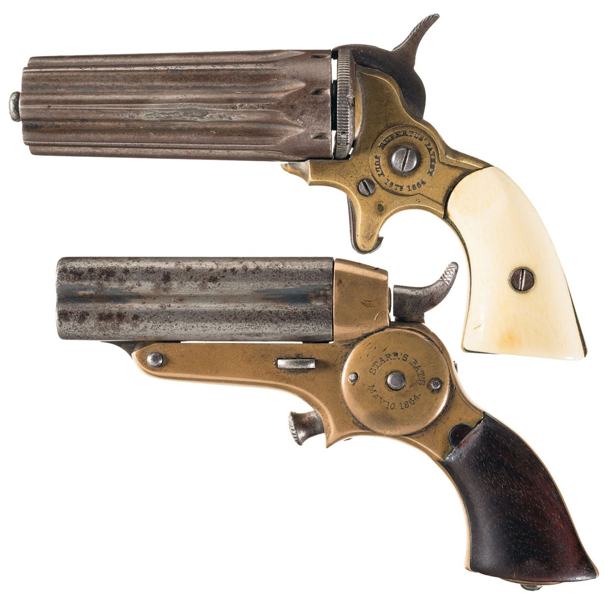 Collector's Lot of Two American Antique Pepperboxes -A) Jacob Rupertus ...