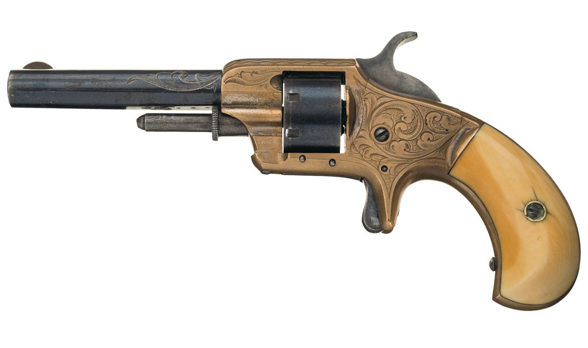 Factory Engraved Whitneyville Spur Trigger Pocket Revolver with Ivory Grips