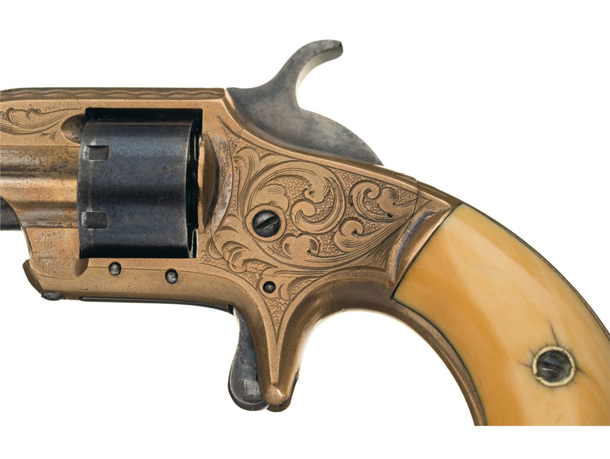 Factory Engraved Whitneyville Spur Trigger Pocket Revolver with Ivory Grips