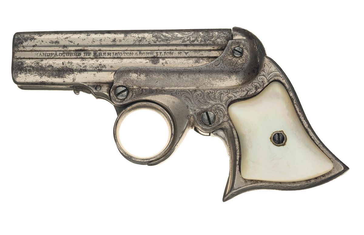 Engraved Remington-Elliot Four-Barrel Pepperbox Pistol with Pearl Grips