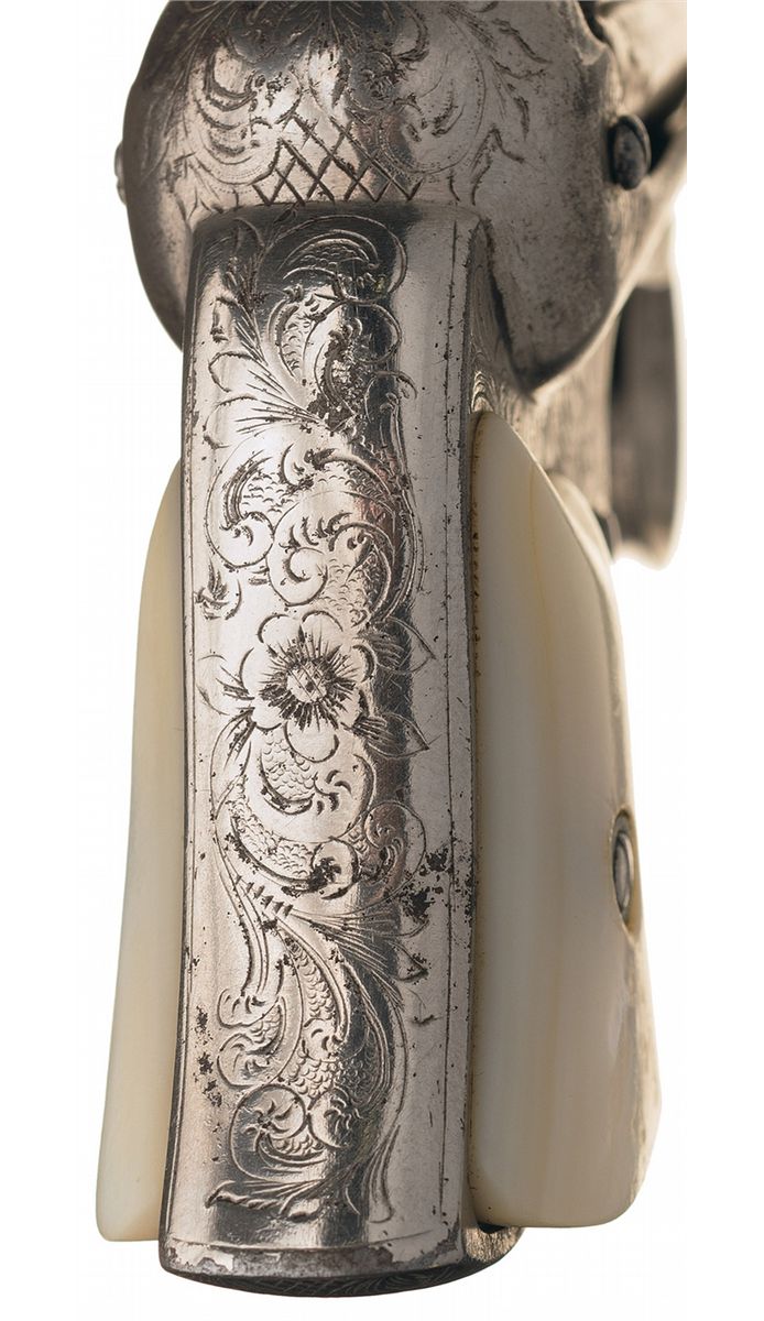 Engraved Remington-Elliot Four-Barrel Pepperbox Pistol with Pearl Grips