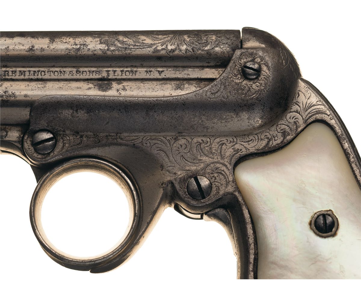 Engraved Remington-Elliot Four-Barrel Pepperbox Pistol with Pearl Grips