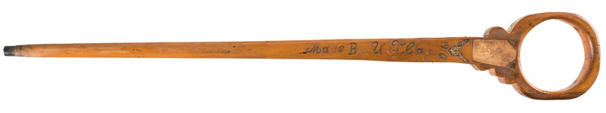 Hardwood Walking Stick with General George Meade Themed Decoration