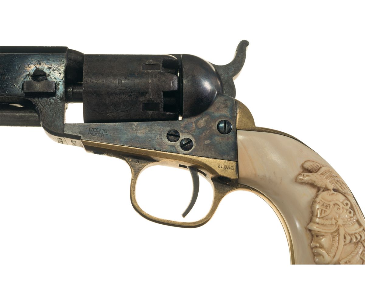 Colt Model 1849 Pocket Revolver with Relief Carved Ivory Grips and ...