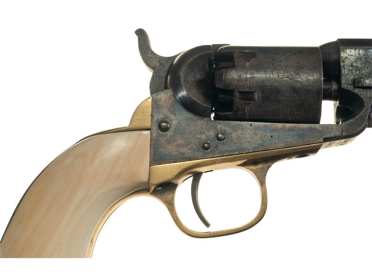 Colt Model 1849 Pocket Revolver with Relief Carved Ivory Grips and ...
