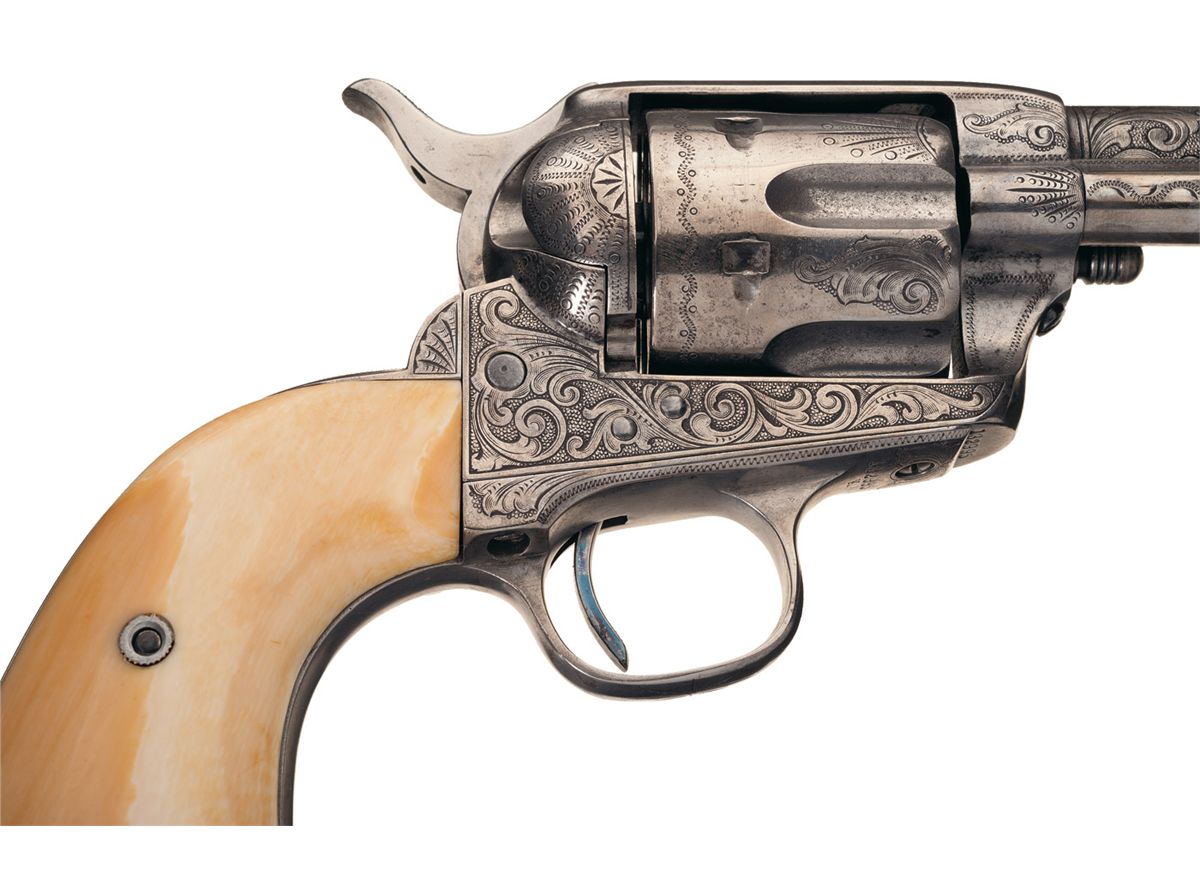Engraved Black Powder Colt Single Action Army Revolver with Ivory Grips ...